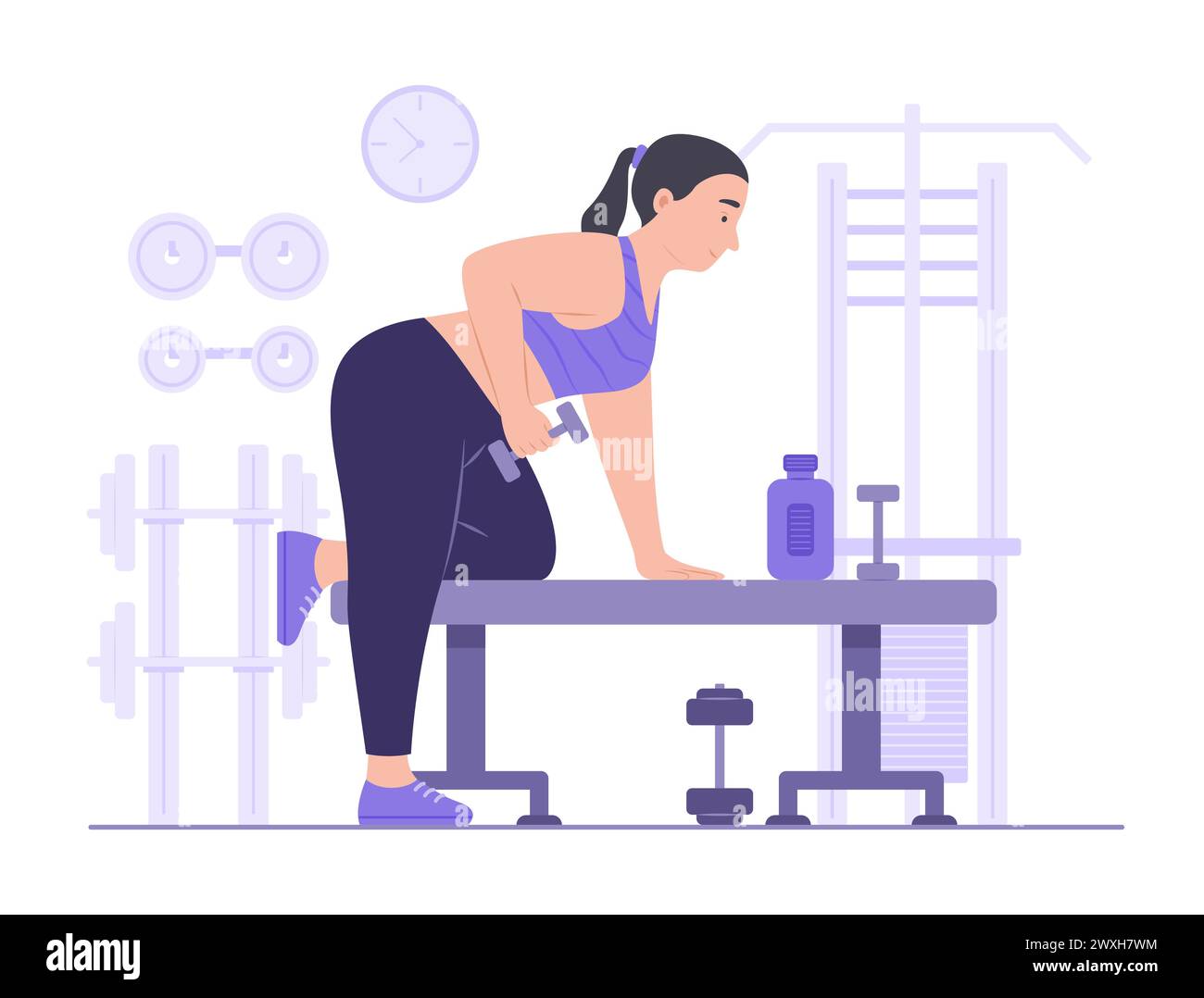 Fat woman gym cartoon illustration hi-res stock photography and images ...