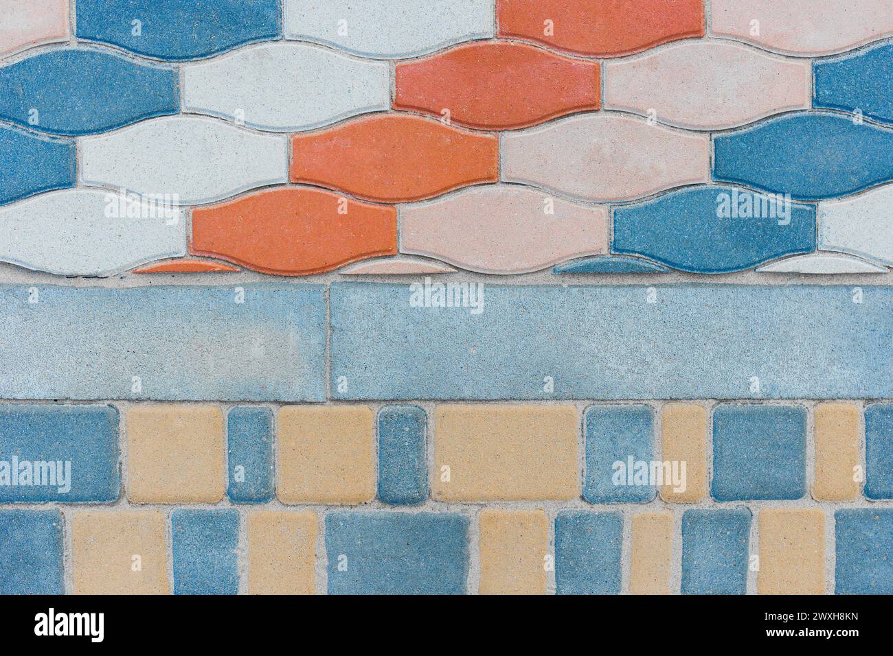 Two Kinds Paving Colored Tiles Dividing Border Curb Mosaic Stone Street ...