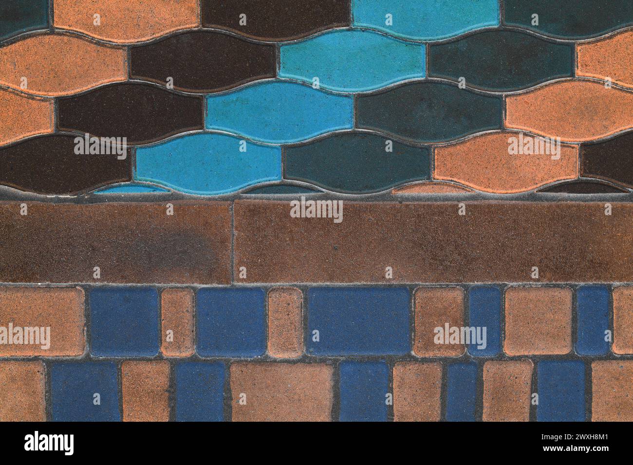 Two Kinds of Paving Colored Tiles and Dividing Border Curb Mosaic Stone ...