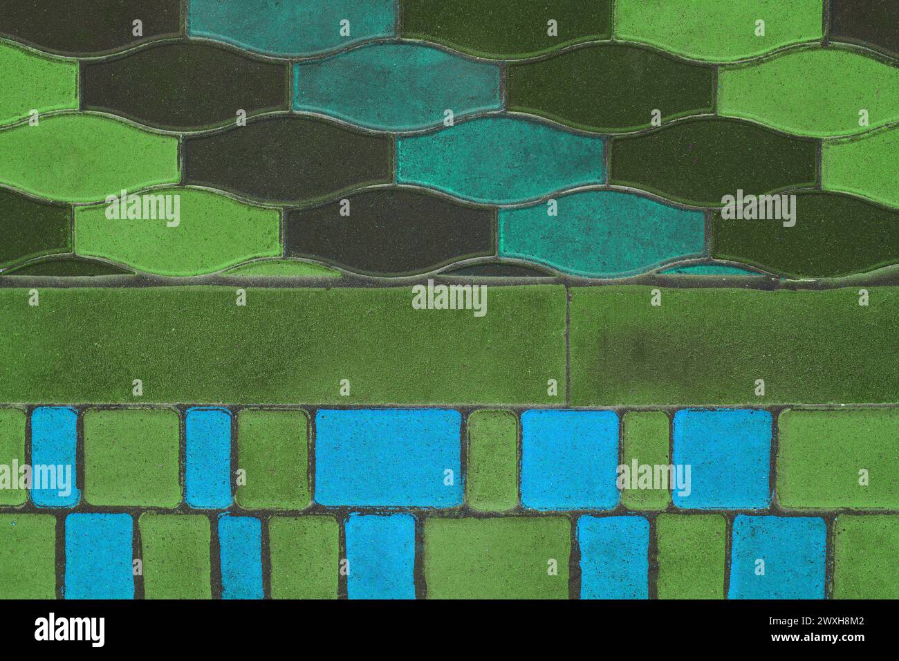 Green and Blue Colored Stone Pavement Floor Tile Street Road Texture ...