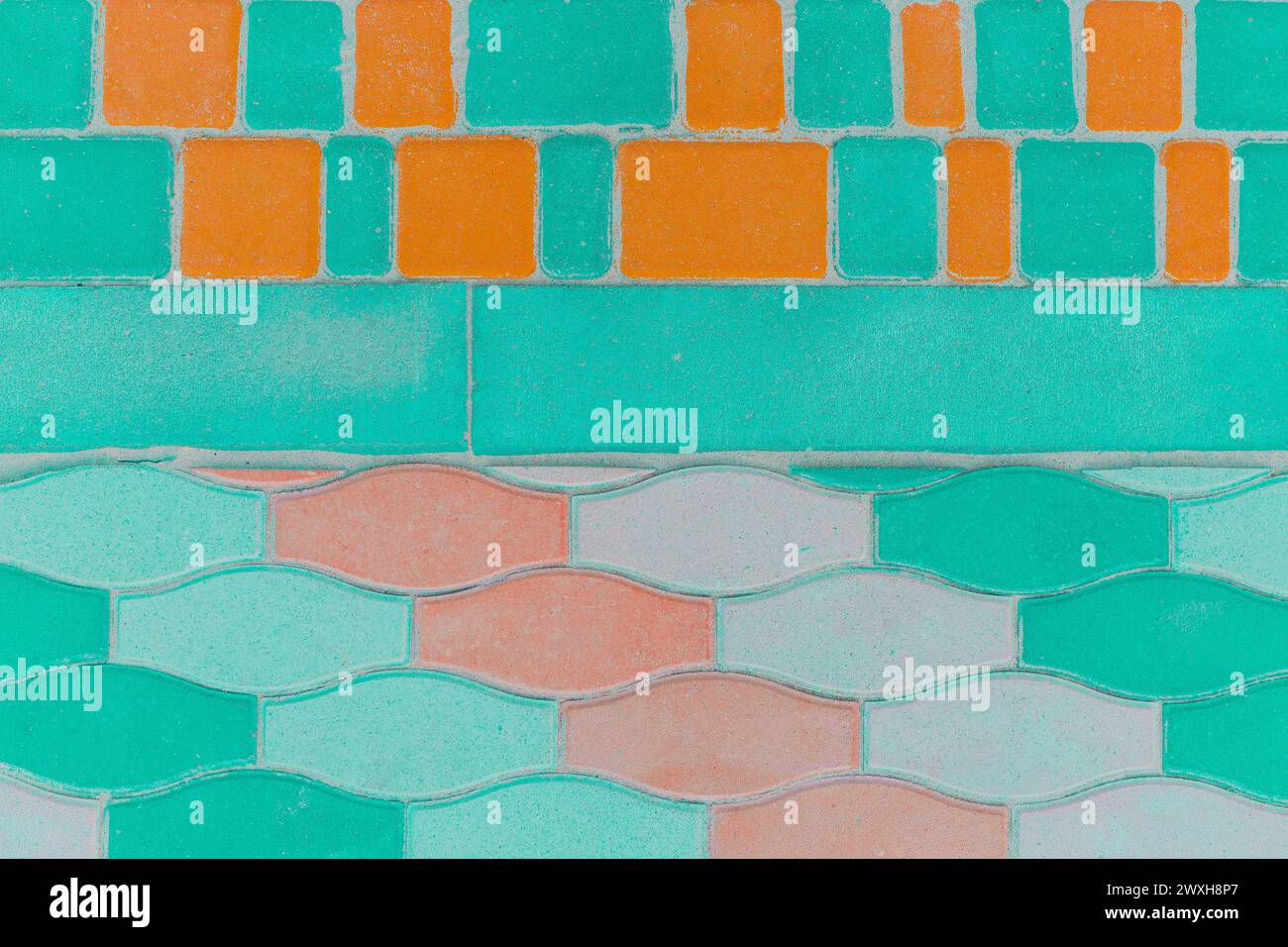 Two Kinds Paving Colored Tiles Dividing Border Curb Mosaic Stone Street ...