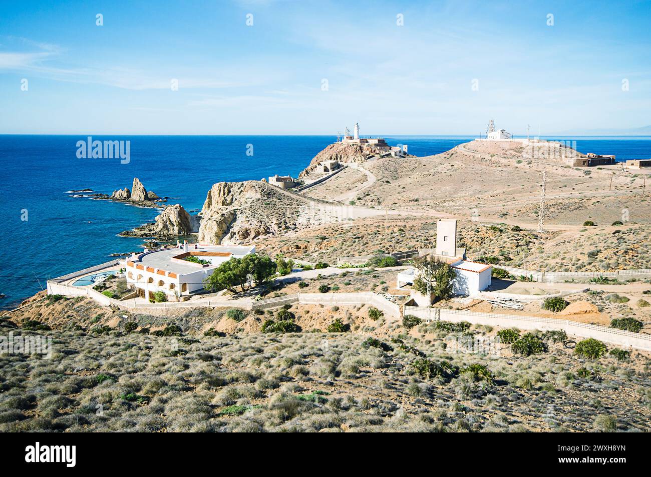 An Aerial view of mountain-top building Stock Photo - Alamy