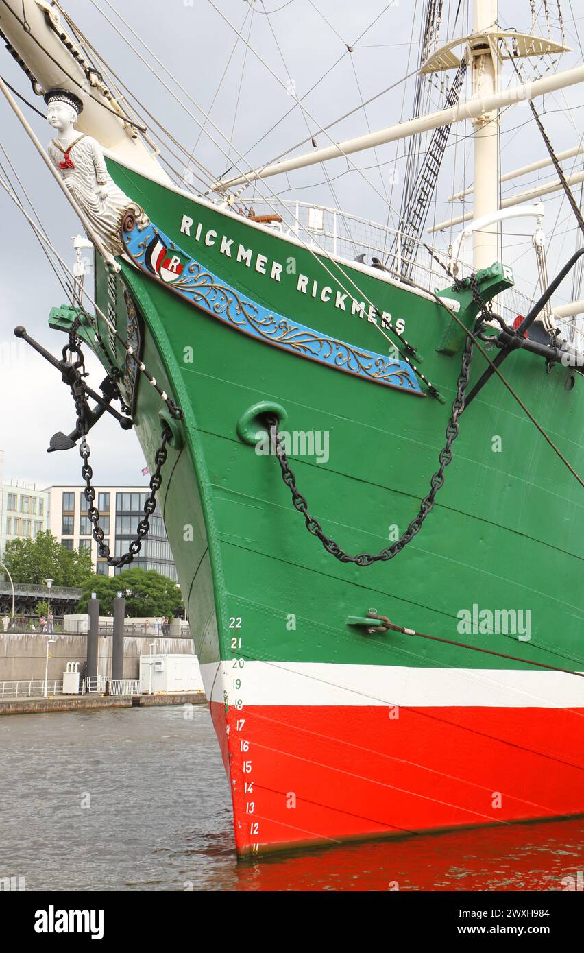 HAMBURG, GERMANY-JUNE 20,2012:Rickmer Rickmers is a sailing ship moored ...
