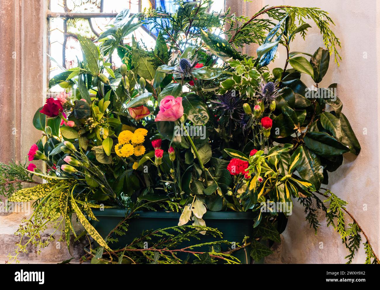 Easter Church Flowers at All Saints, Budleigh Salterton, Devon Stock ...