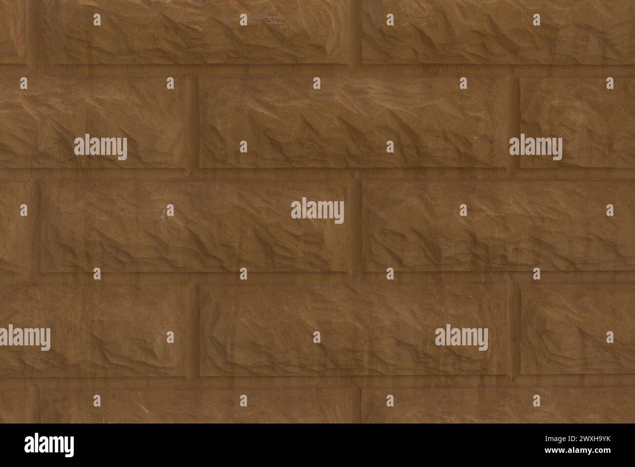 Close-up horizontal texture clay sand brown brick wall blocks abstract ...