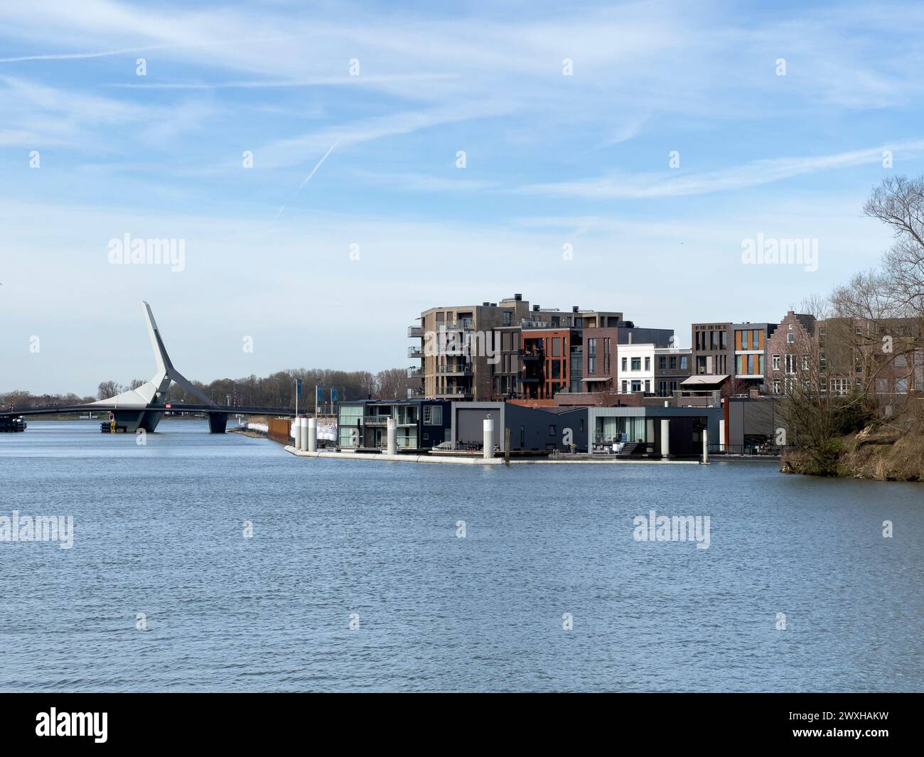Picturesque vista unfolds over the river, capturing the Prins Clausbrug ...