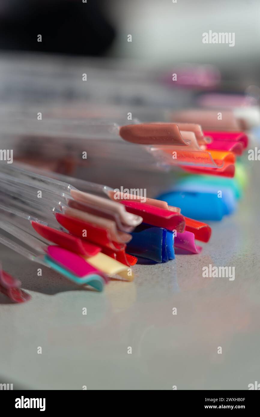 Nail color sample at a manicure and pedicure center Stock Photo - Alamy
