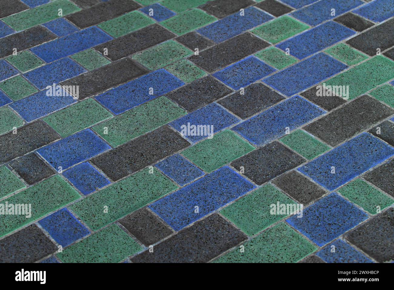 Green Blue Black Color Stone Tiles Mosaic Floor Street Surface Road ...