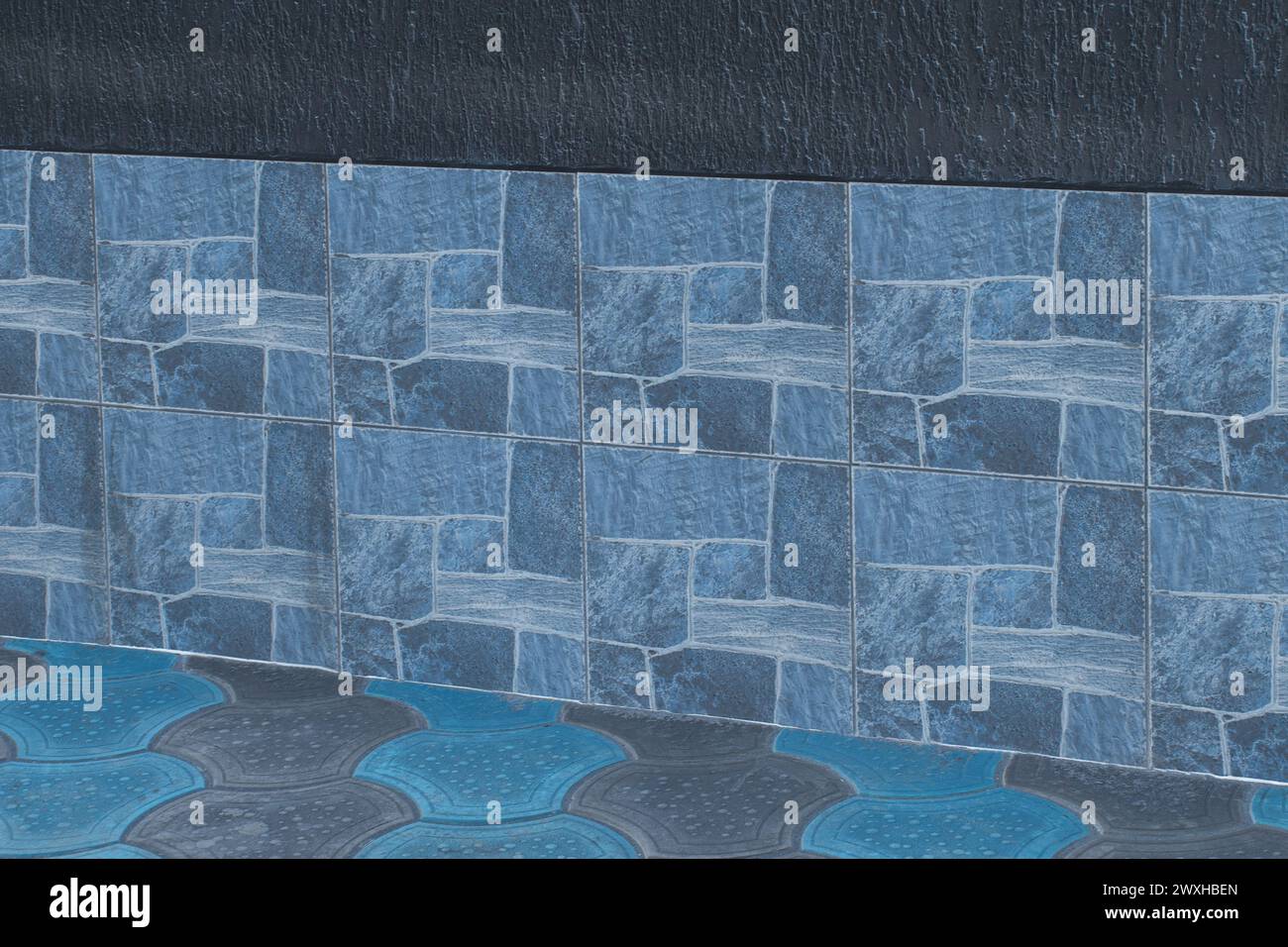 Blue Stone Tile Abstract Pattern Wall Building Facade Exterior And ...