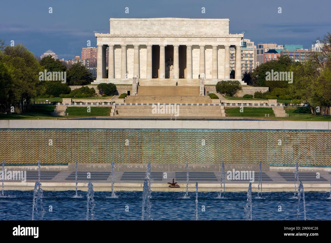 Lincoln Memorial, Washington, D.C., from World War II Memorial, early ...