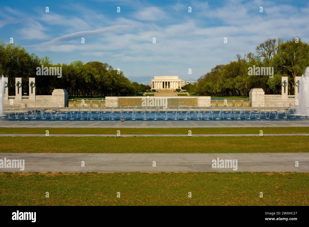 Lincoln Memorial, Washington, D.C., from World War II Memorial, early ...