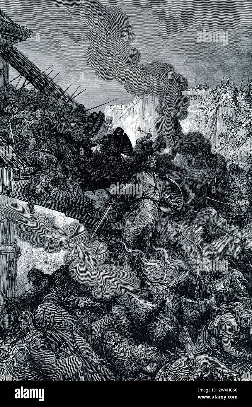 The early 1900s caption reads: “GODFREY OF BOUILLON'S FIRST ENTRANCE ...