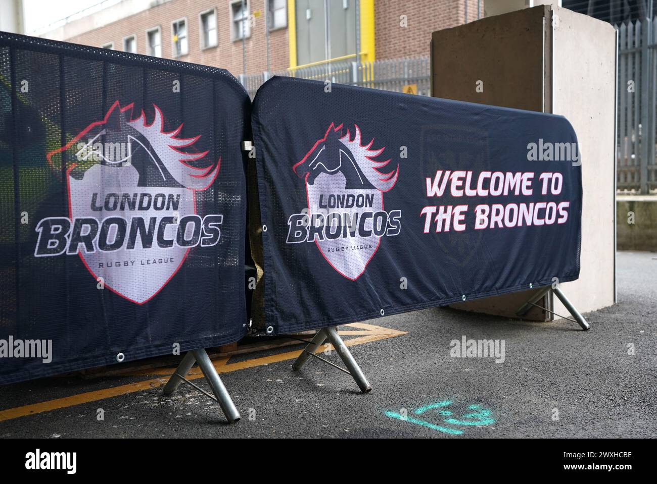 A Welcome To The Broncos sign ahead of the Betfred Super League match ...