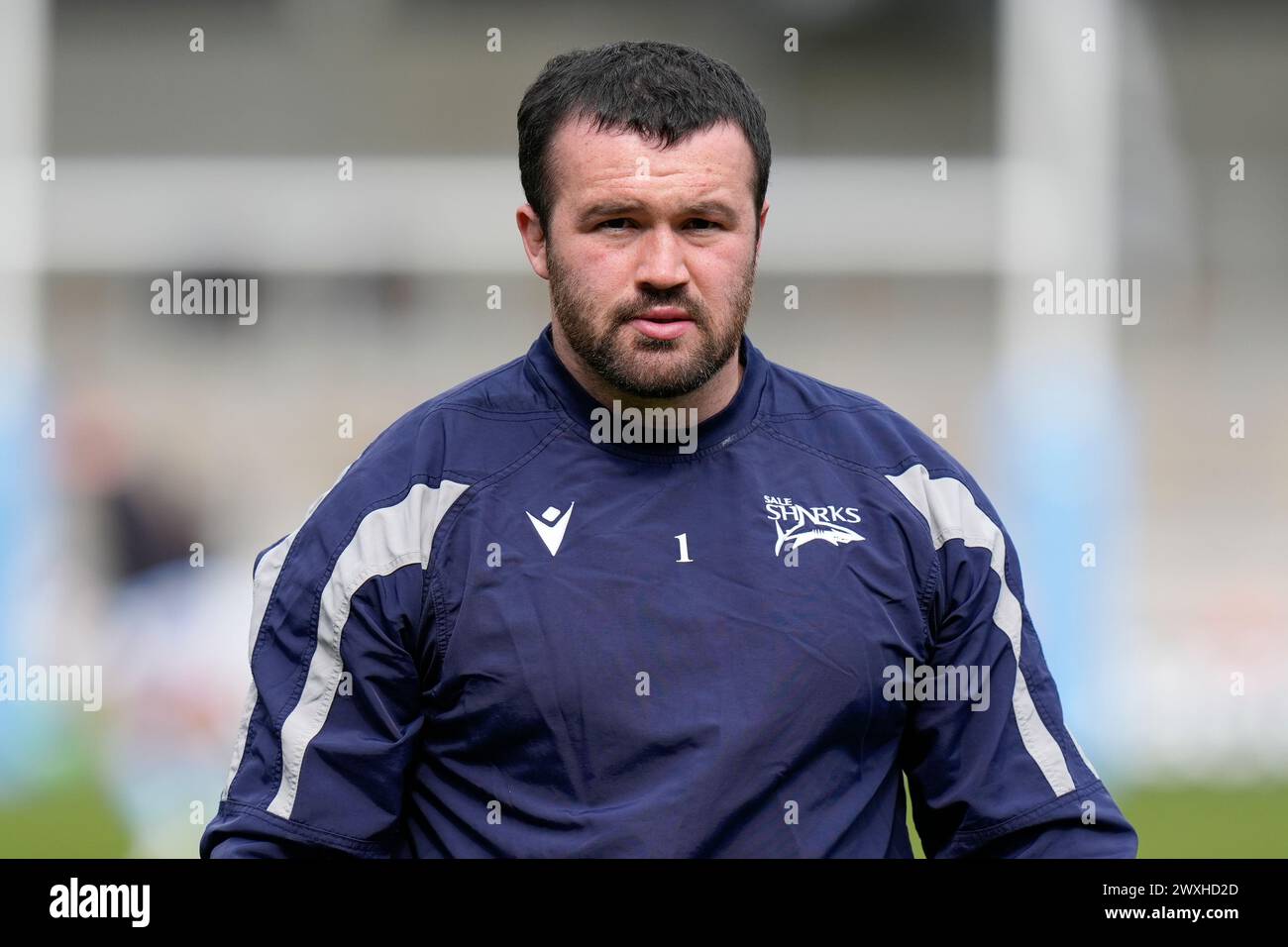 Bevan Rodd of Sale Sharks warms up before the Gallagher Premiership ...