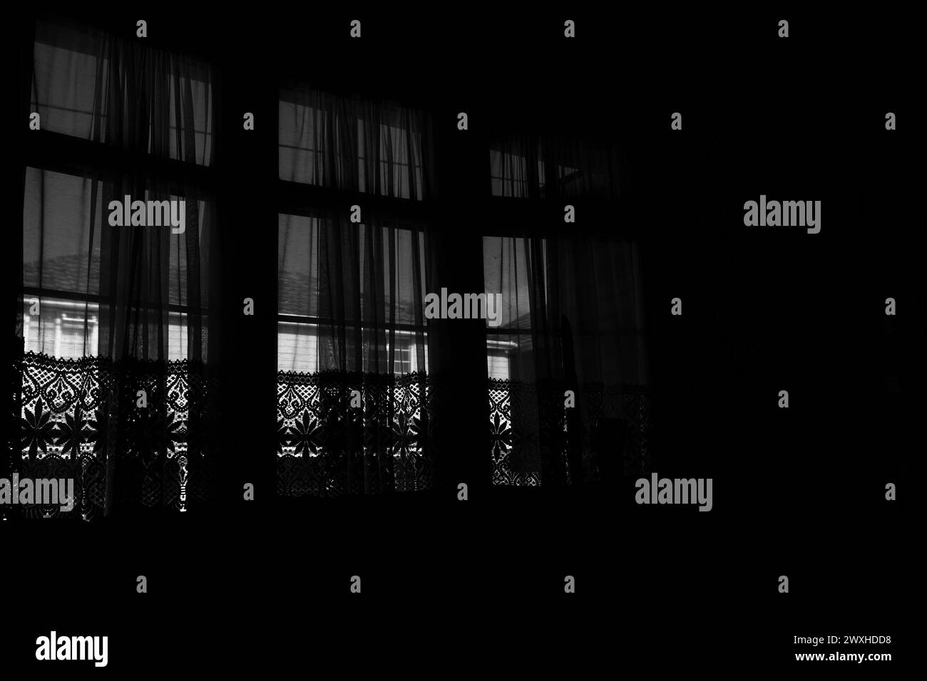 Dark Suburbia - shadowy interior view from interior of a house Stock ...