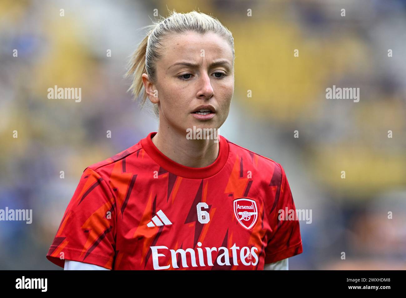 Leah Williamson of Arsenal Women during the pre-game warm up ahead of ...