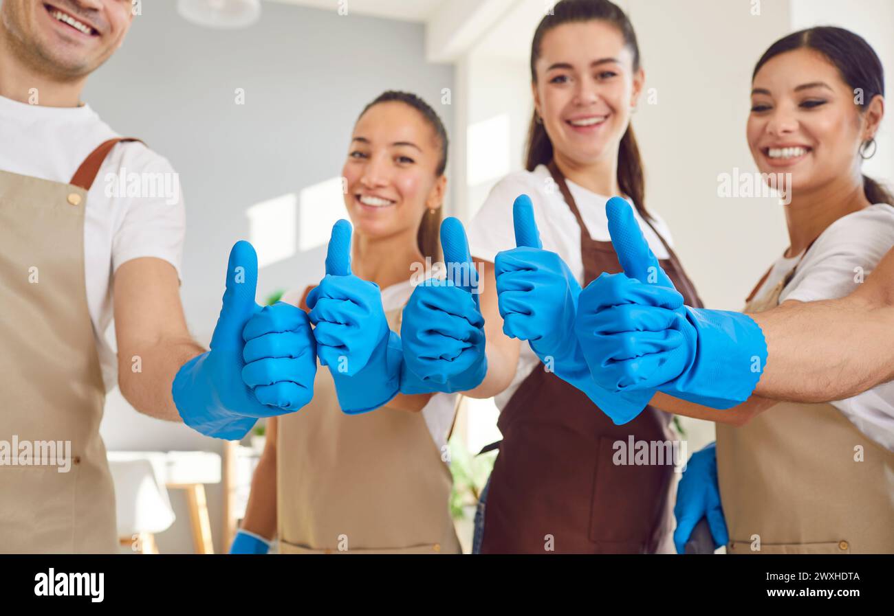 Woman cleaning house thumbs up hi-res stock photography and images - Alamy