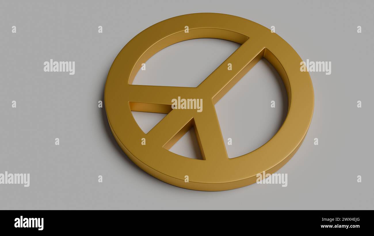 Golden peace symbol 3D rendered illustration Stock Photo - Alamy
