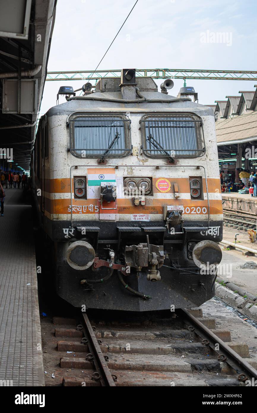 Electric locomotive engine standing at a Junction Railway Station of ...
