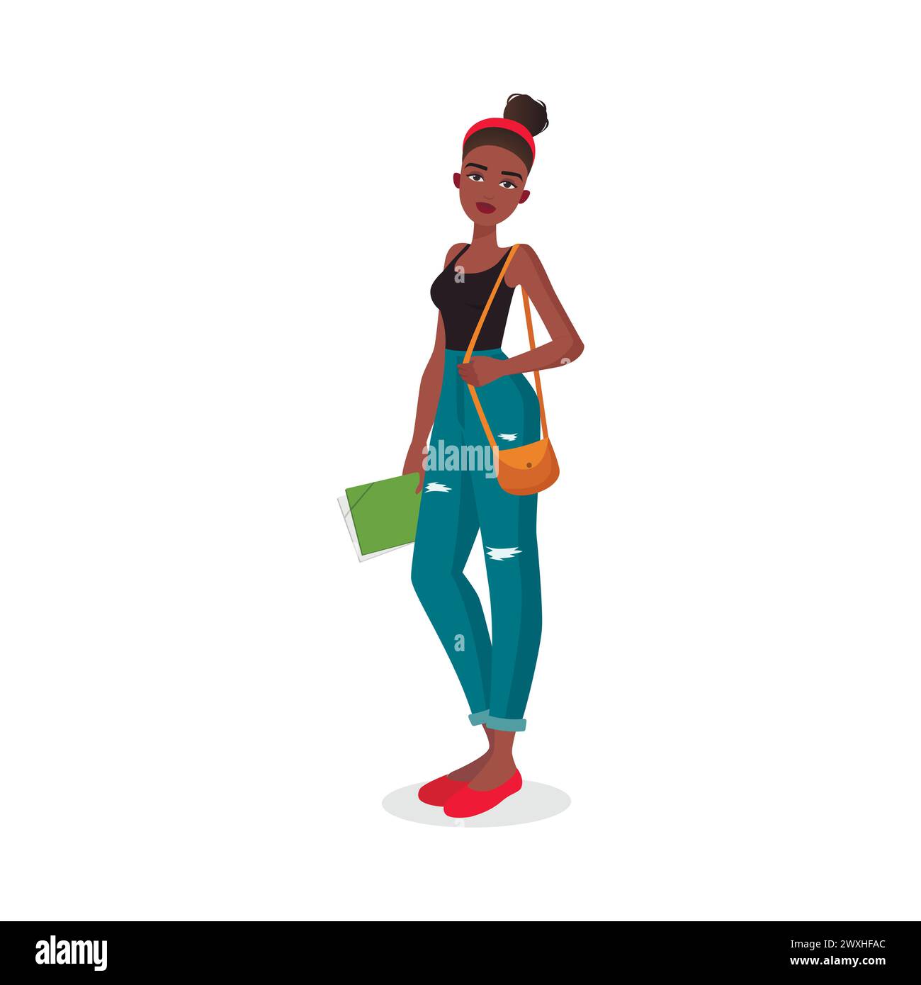 Teenage girl holding book Stock Vector Images - Alamy