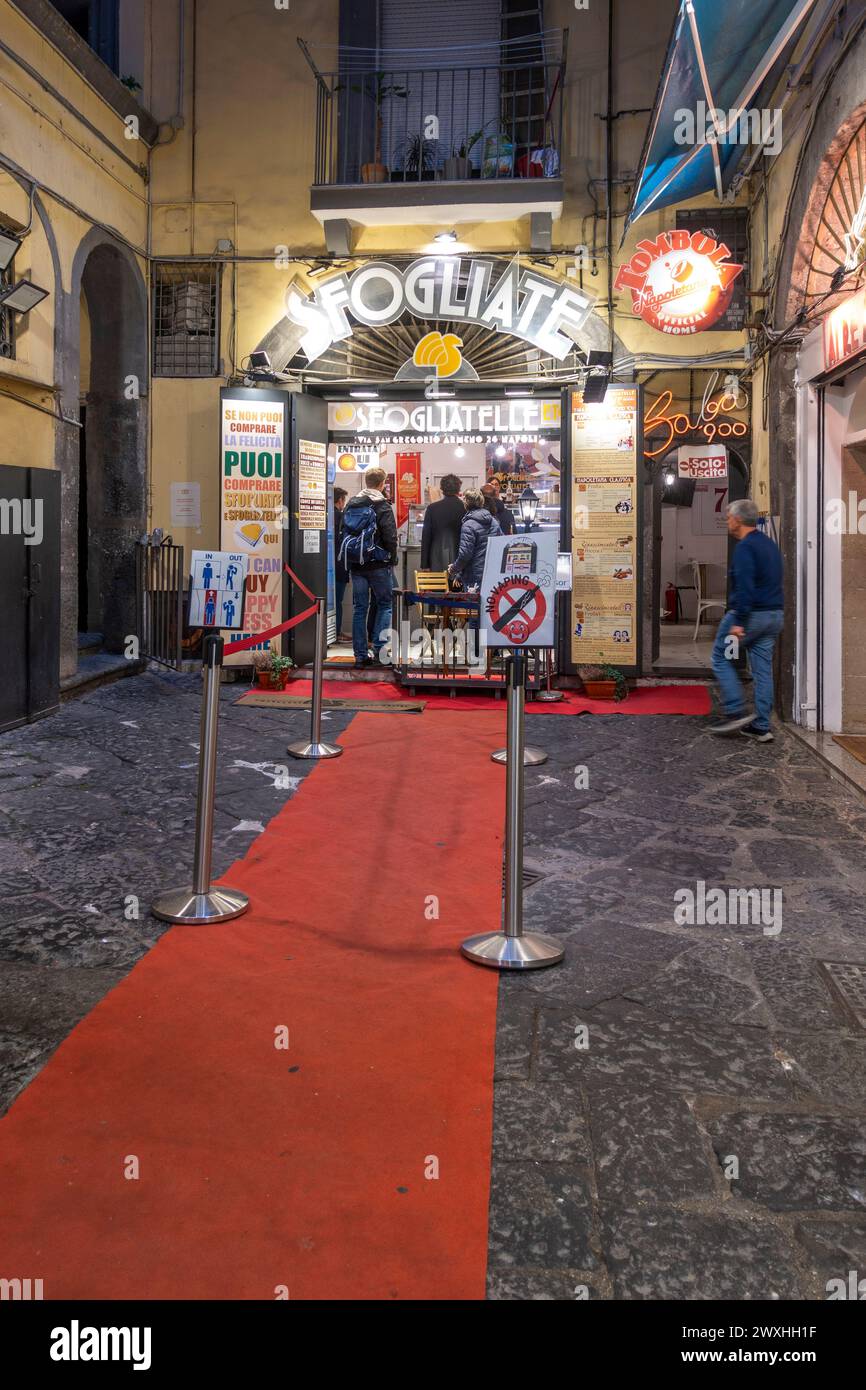 Bakery shop selling sfogliatelle a Neapolitan pastry, shell-shaped ...