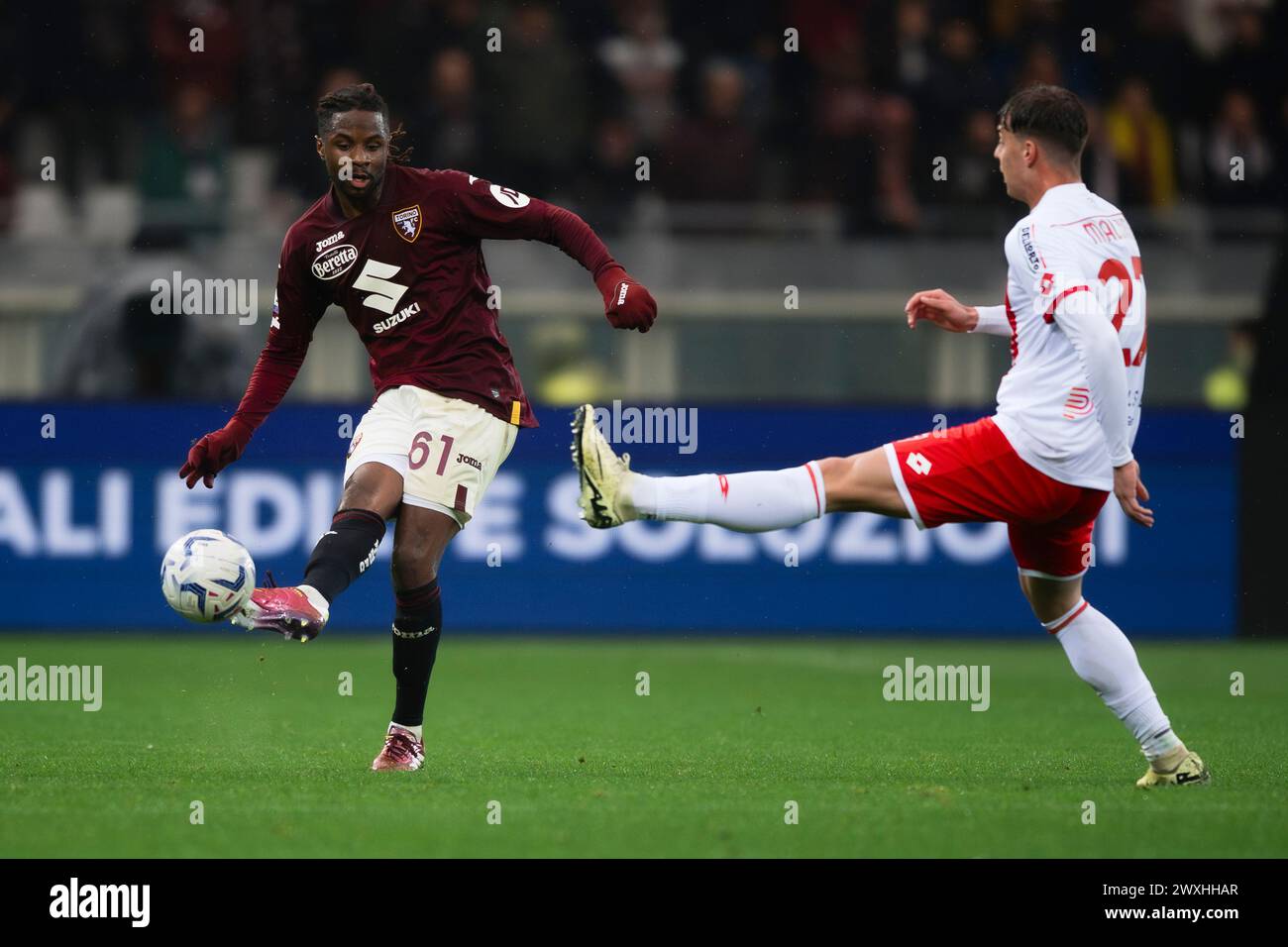 Turin, Italy. 31 March 2024. Adrien Tameze of Torino FC competes for ...