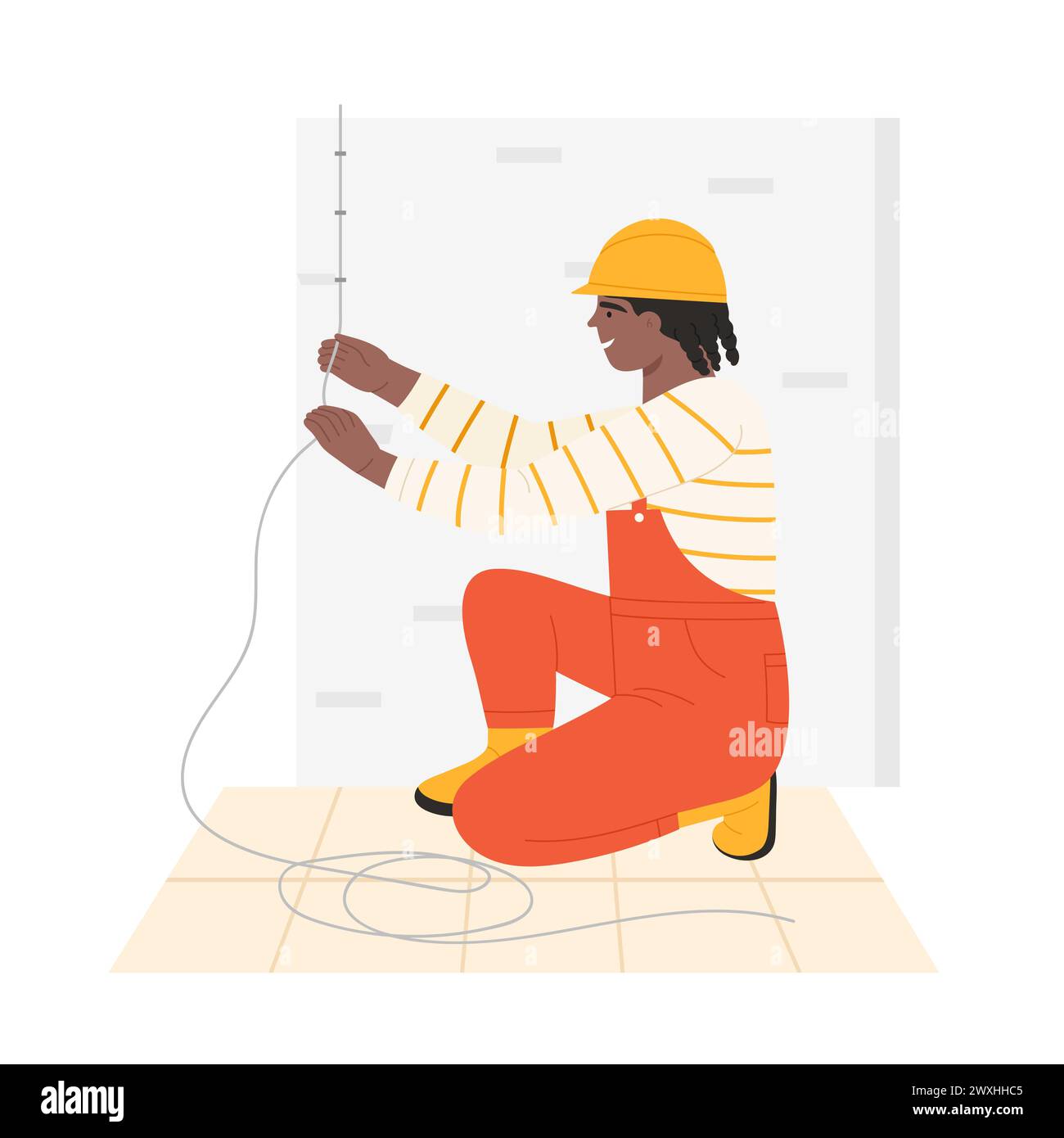 Industrial electrician engineering. Electrician repair service, industrial worker flat vector ...