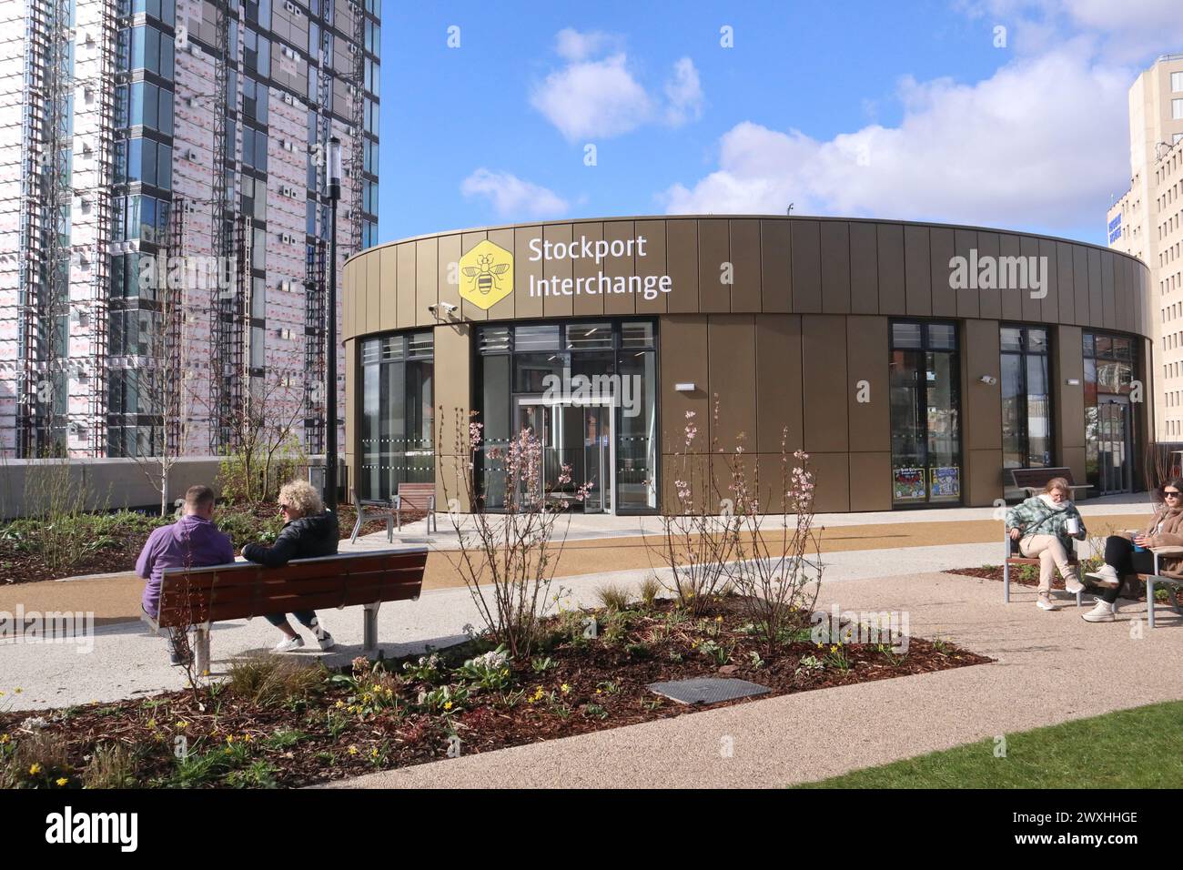 Stockport England UK 24th March 2024 Stockport City Centre new rooftop ...