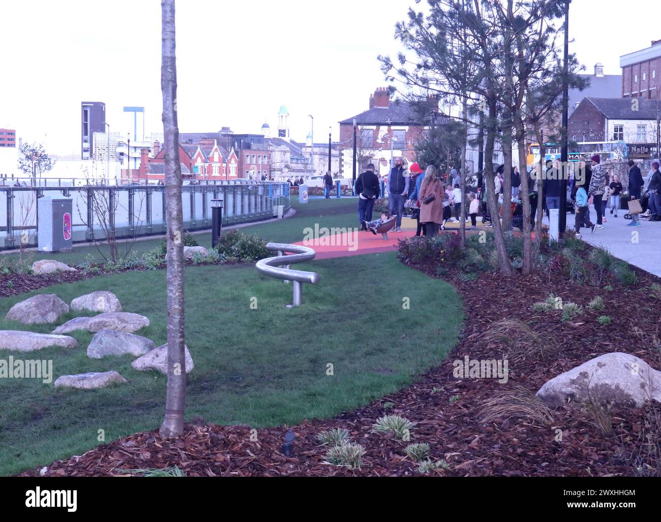 Stockport England UK 24th March 2024 Stockport City Centre new rooftop ...