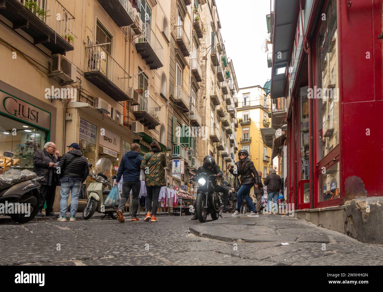 Naples Italy, Street view in the Spanish Quarter (Quartieri Spagnoli), City of Naples, Campania ...