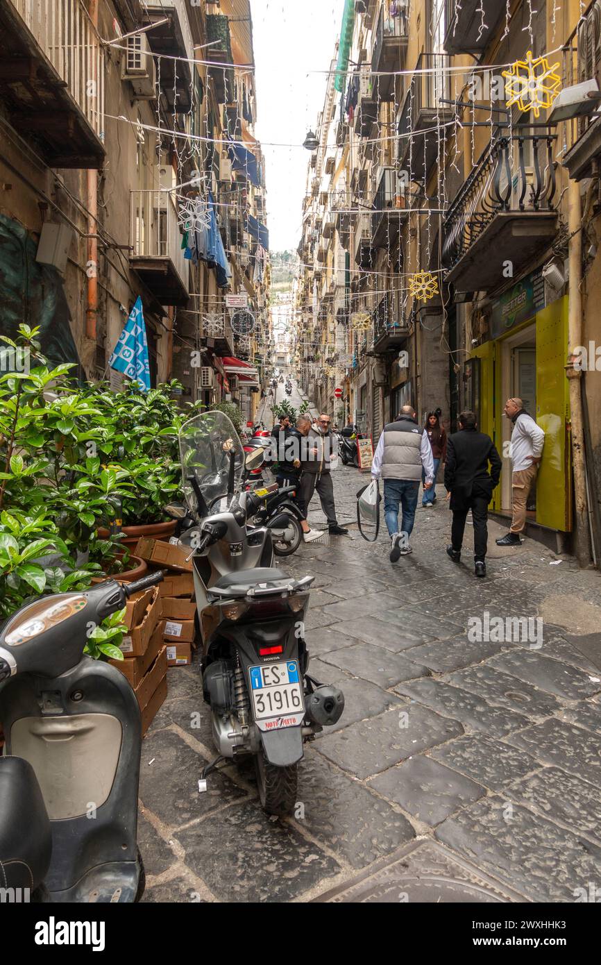 Naples Italy, Street view in the Spanish Quarter (Quartieri Spagnoli), City of Naples, Campania ...