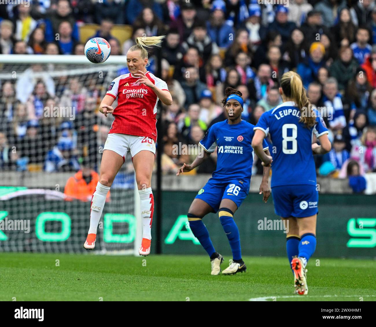 Stina Blackstenius of Arsenal Women heads the ball during the FA Women ...