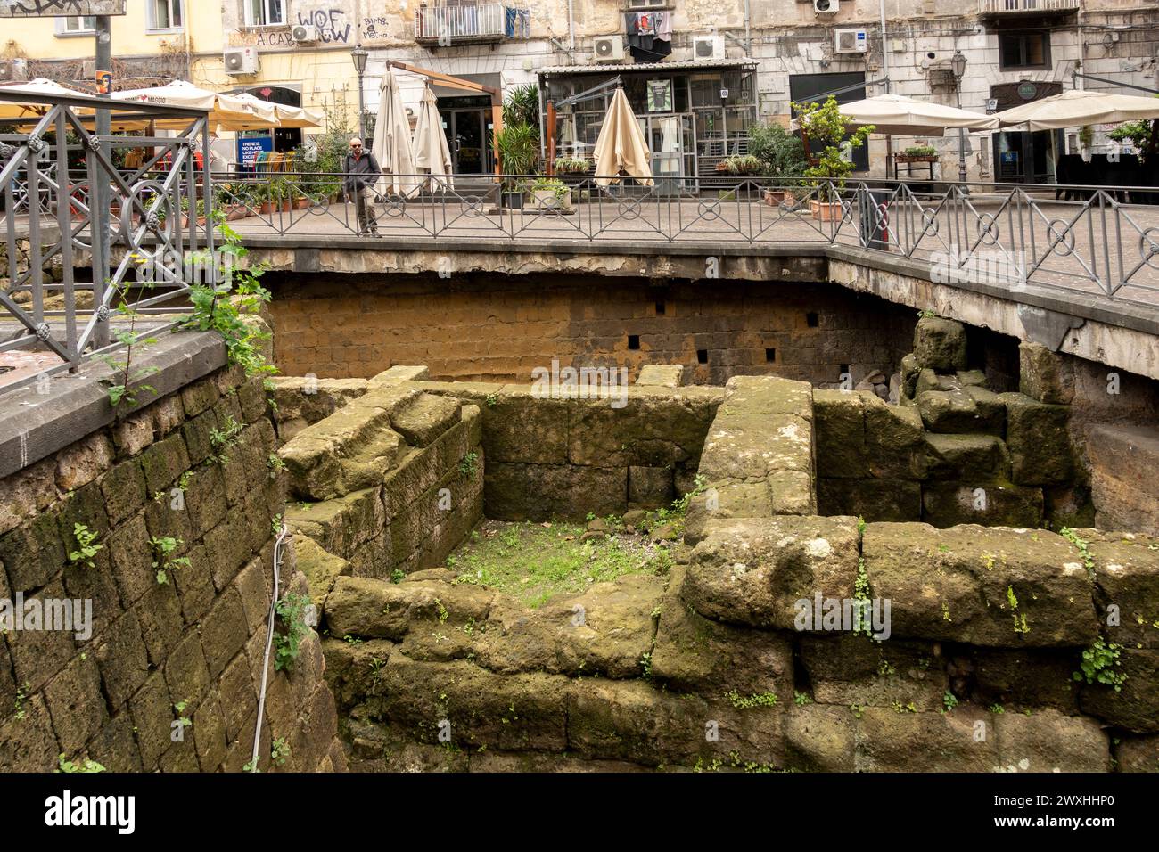 Naples, Italy, The Greek Walls, Piazza Bellini ruins defenses built by ...