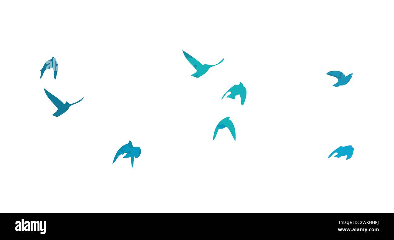 A flock of blue watercolor flying birds. hand drawing. Not AI, Free ...