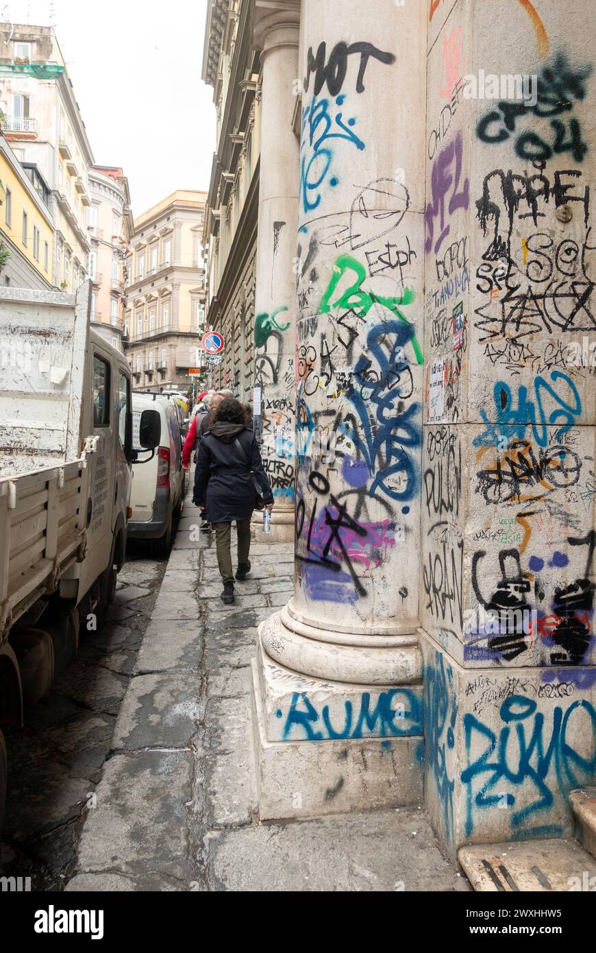 Graffiti on a monumental building in Naples, Italy Stock Photo - Alamy