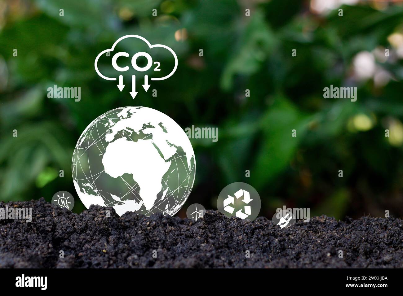 carbon neutral and net zero emissions concepts. natural environment A ...