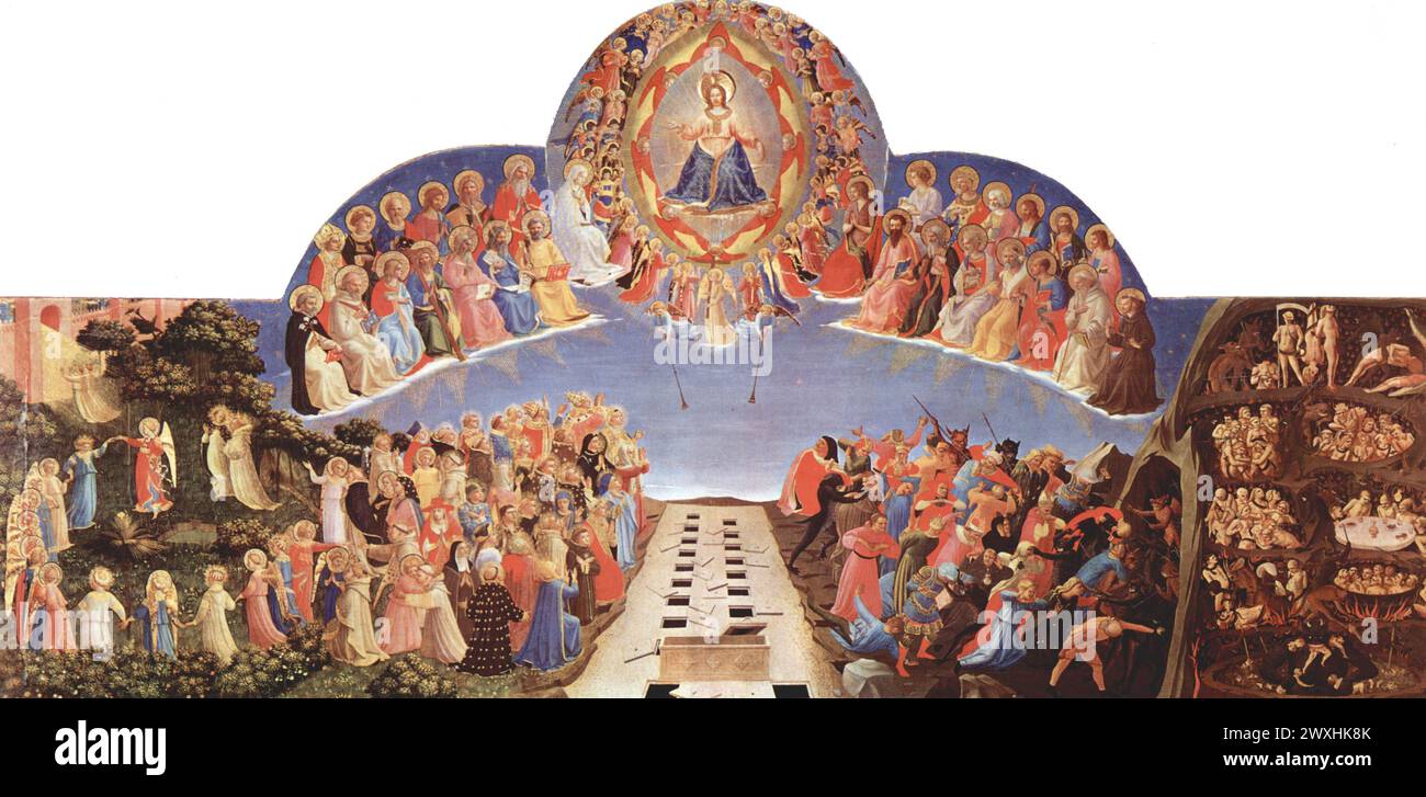 San Marco, Florence,The Day of Judgement, upper panel of an altarpiece. It shows the precision ...