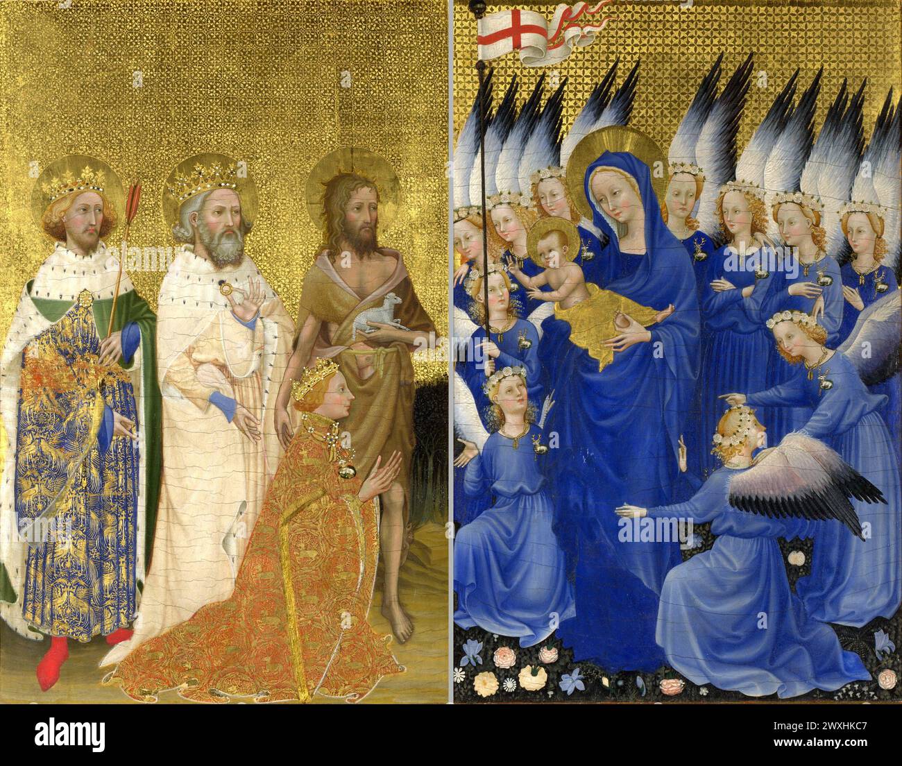 The Wilton Diptych, showing Richard venerating the Virgin and Child ...