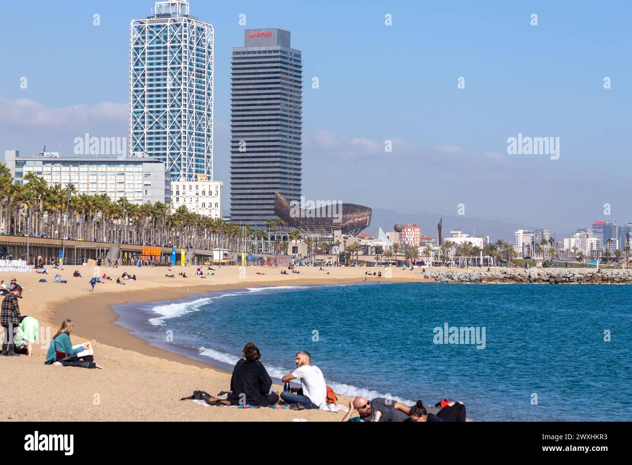Barcelona, Spain - FEB 13, 2022: The giant Gold Fish sculpture, El Peix ...