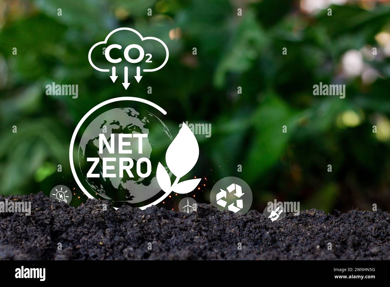 carbon neutral and net zero emissions concepts. natural environment A ...