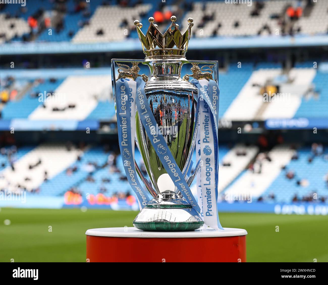 The Premier League Trophy on show ahead of the Premier League match ...