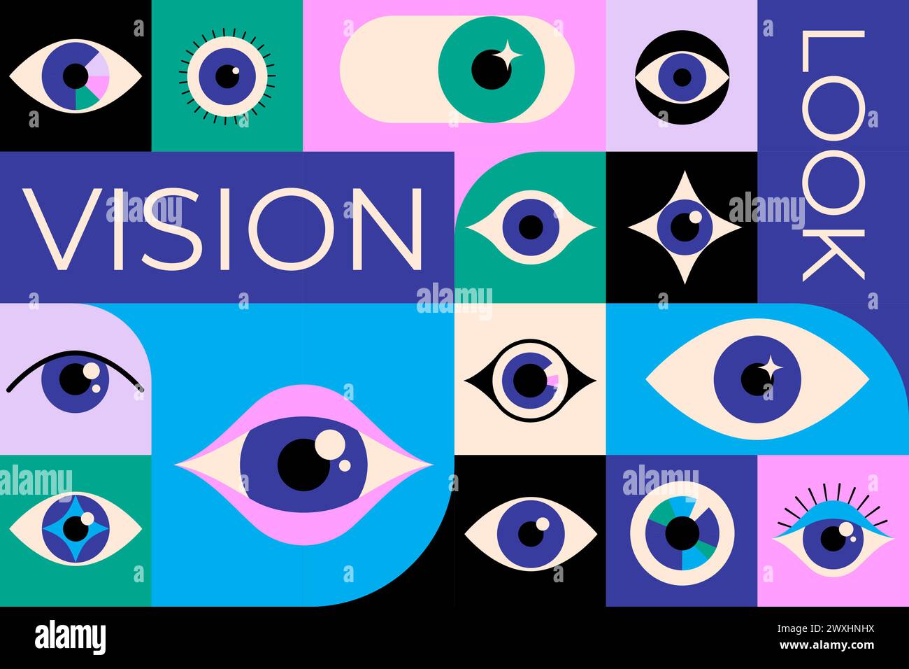 Collection of eyes logos, symbols and icons. Concept illustration Stock ...