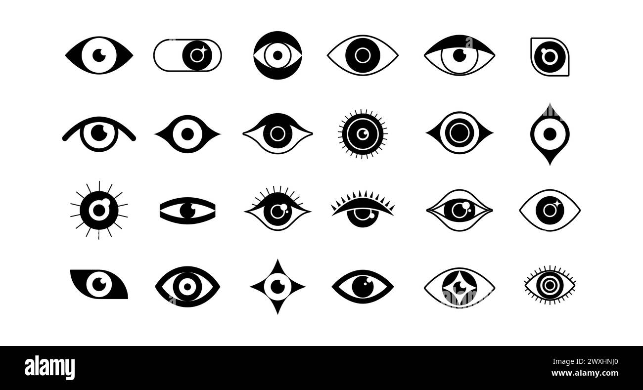 Collection of eyes logos, symbols and icons. Concept illustration Stock ...
