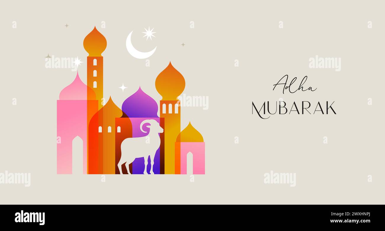 Eid Al Adha design. Celebration of Muslim holiday the sacrifice ...
