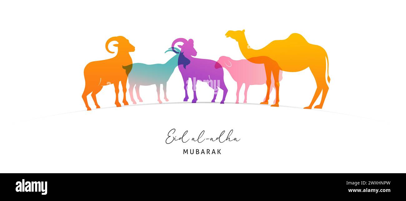 Eid Al Adha design. Celebration of Muslim holiday the sacrifice ...