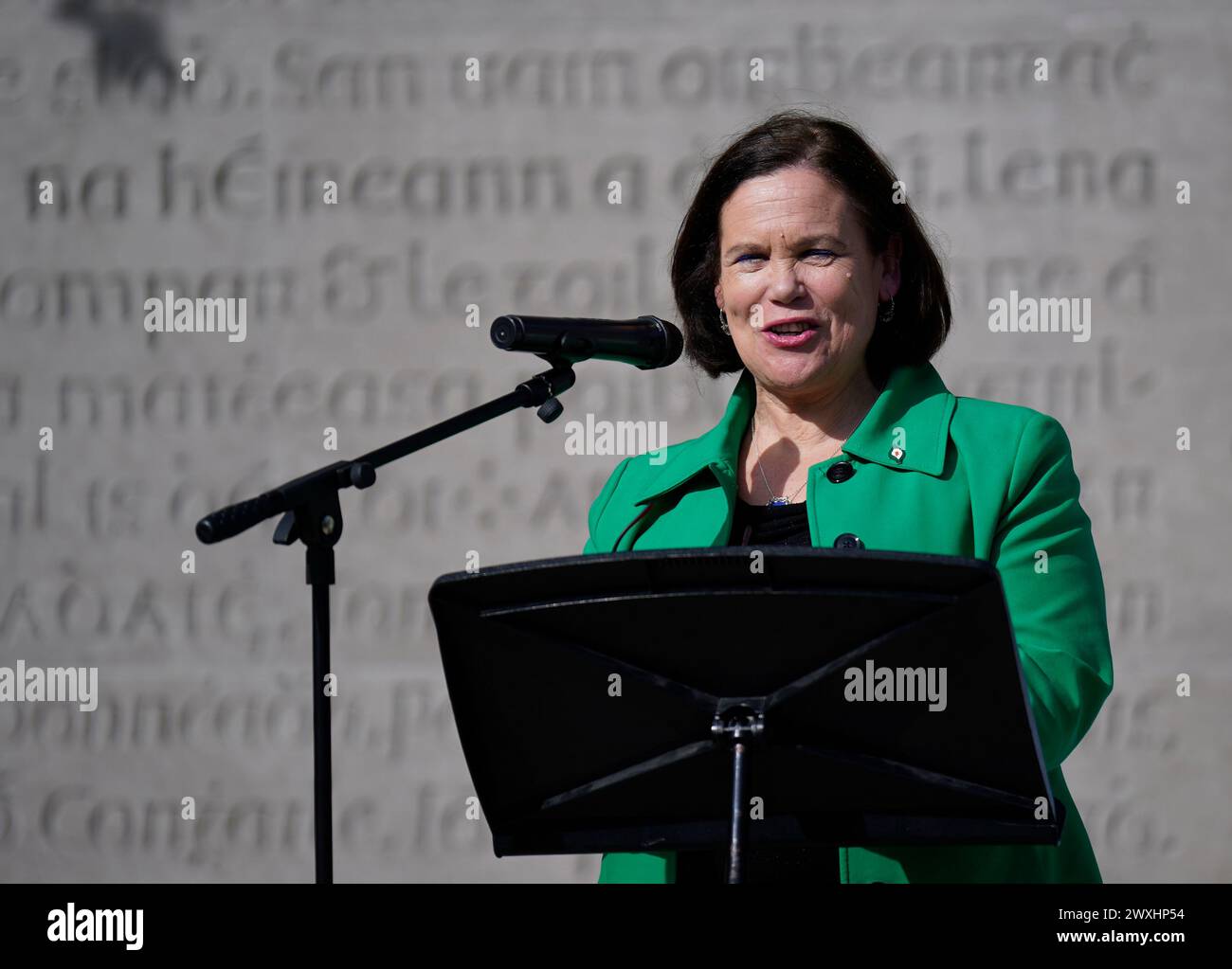 Sinn Fein President Mary Lou McDonald speaking at a commemoration in ...