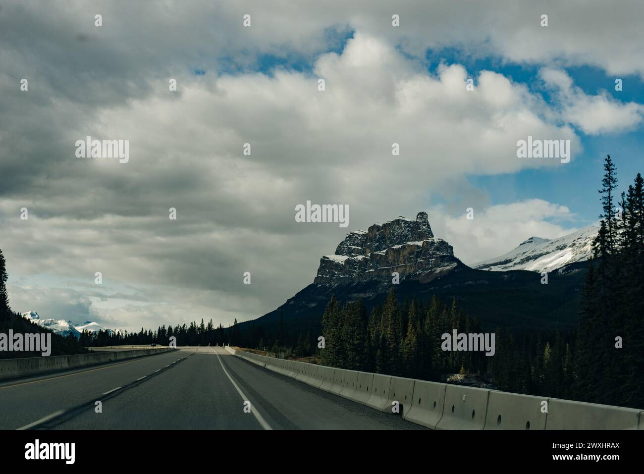 Trans-Canada highway in Banff National Park, showing the wildlife crossing overpass Stock Photo ...