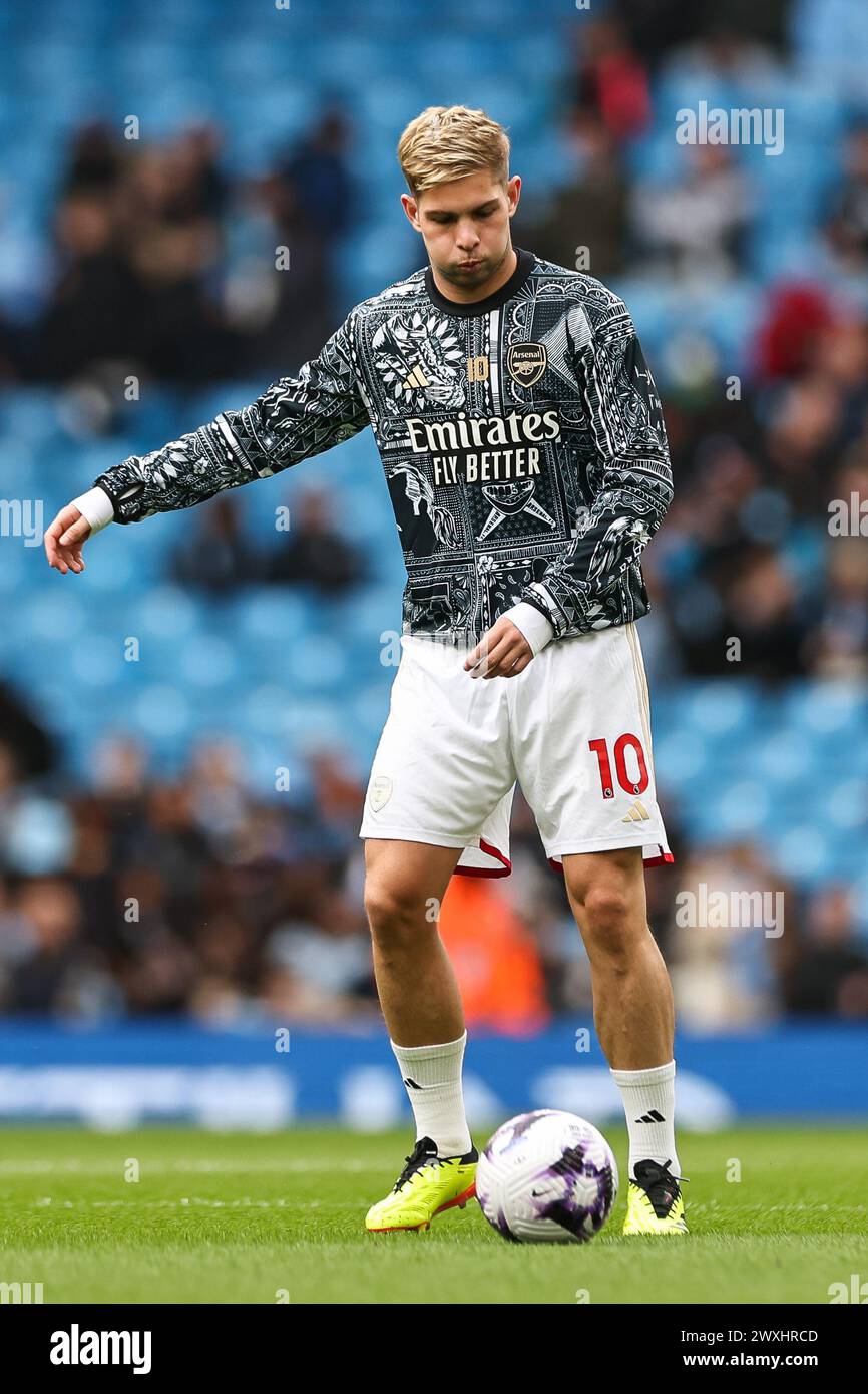 Emile Smith Rowe of Arsenal during pre-game warmup ahead of the Premier ...