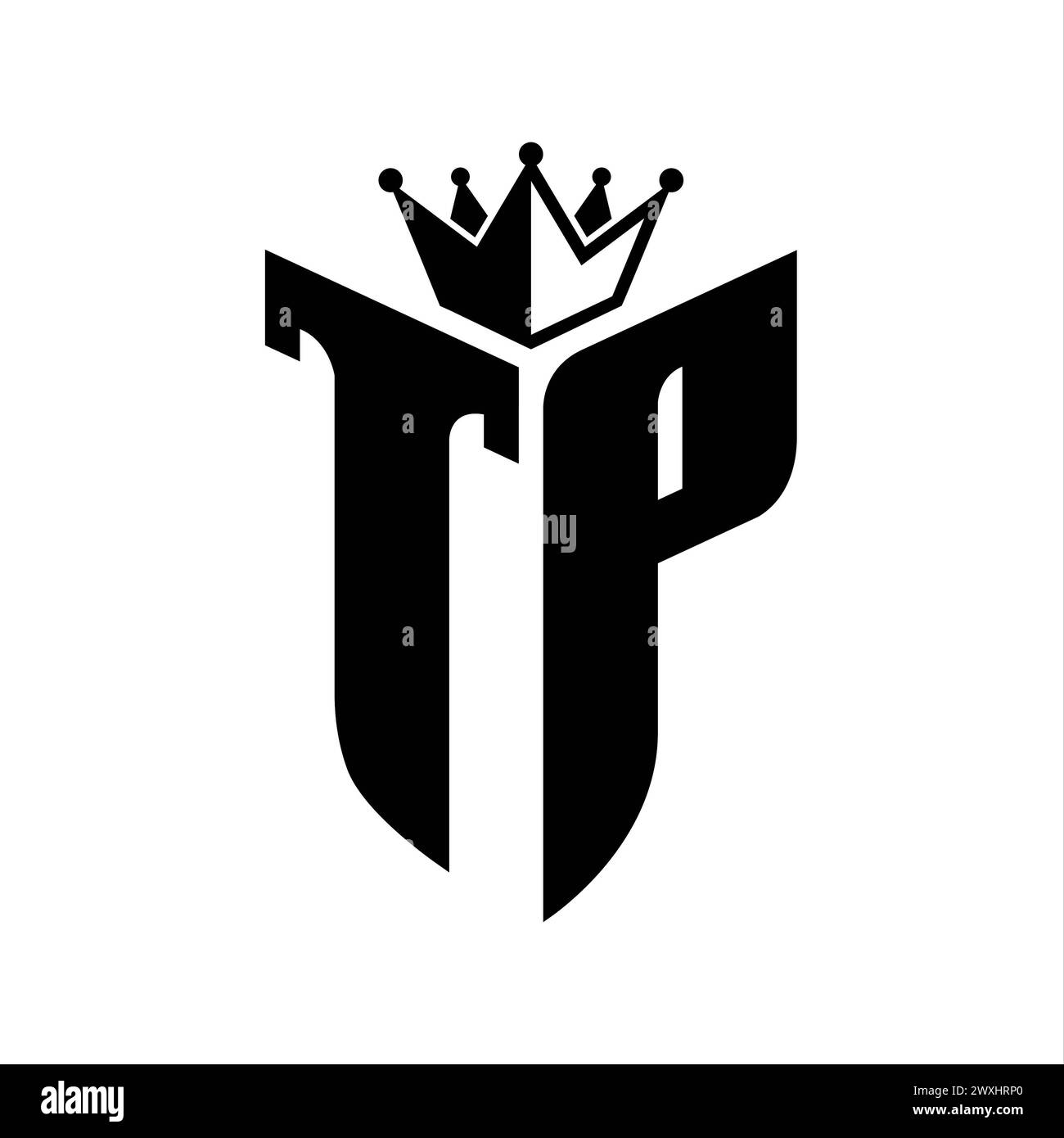 TP Letter monogram with shield shape with crown black and white color ...