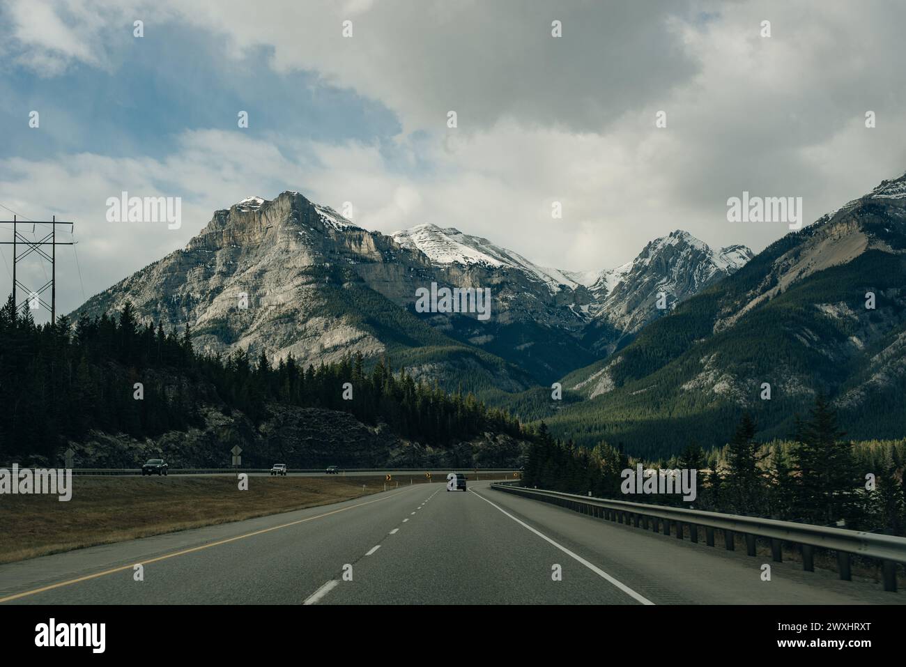 Trans-Canada highway in Banff National Park, showing the wildlife crossing overpass Stock Photo ...